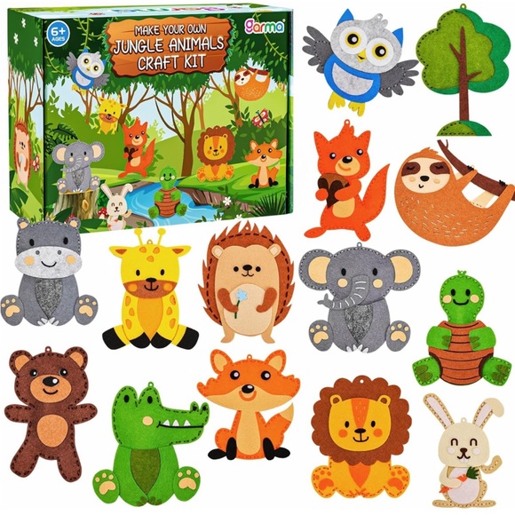 Amazon | Office | Nwt Animal Diy Sewing Kits Age 62 Educational Jungle ...